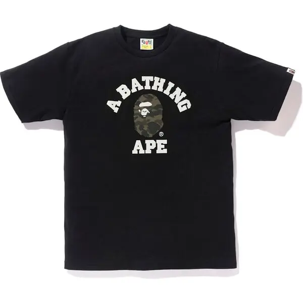 A BATHING APE Reflector 1st Camo College Tee Shirt - Black/green