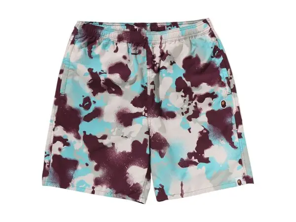 A BATHING APE Map Camo Beach Shorts - Multicolor