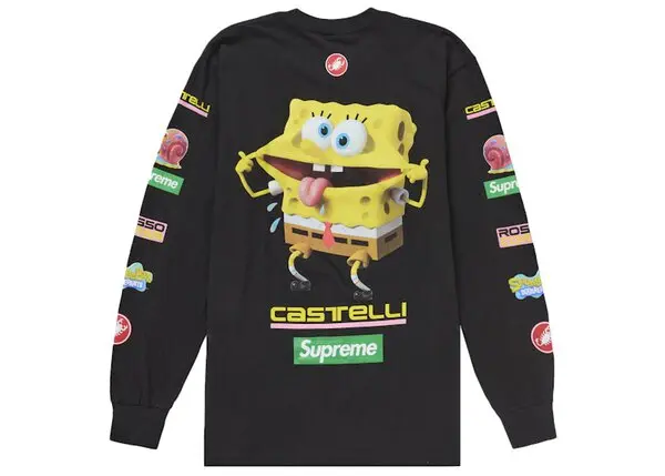 Supreme Spongebob/castelli Racing Long Sleeve Tee Shirt - Black