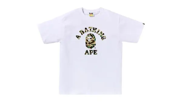 A BATHING APE 1st Camo College Tee Shirt Tee Shirt - White/yellow