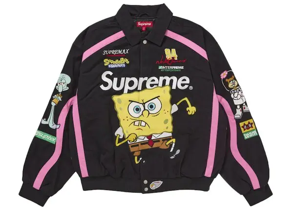 Supreme Spongebob Squarepants Jeff Hamilton Racing Jacket - Black