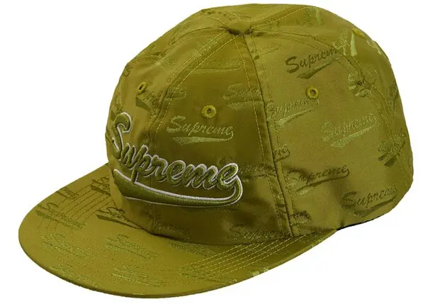 Supreme Jacquard Script 6-panel Cap - Dark Lime