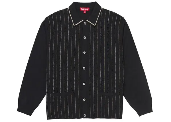 Supreme Herringbone Cardigan - Black