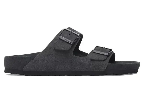 BIRKENSTOCK Arizona Suede Leather Sandals - Charcoal