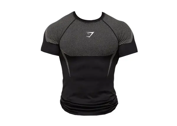 GYMSHARK Onyx 5.0 Seamless T-shirt - Black/light Grey