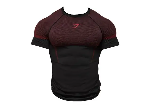 GYMSHARK Onyx 5.0 Seamless T-shirt - Black/carmine Red