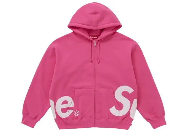 Supreme Big Logo Zip Up Hooded Sweatshirt - Magenta
