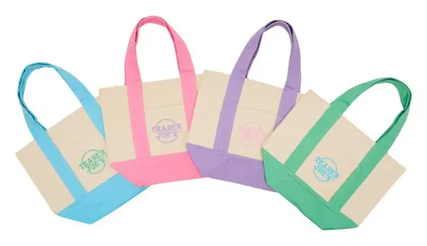 TRADER JOE'S Mini Canvas Tote Bag Set Of 4 - Pastel