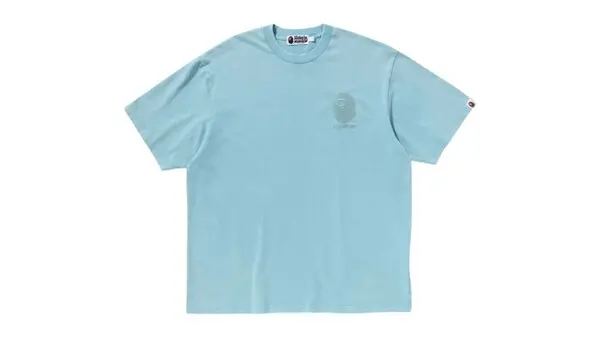 A BATHING APE Ape Head One Point Acid Wash Relaxed Fit Tee Shirt - Blue
