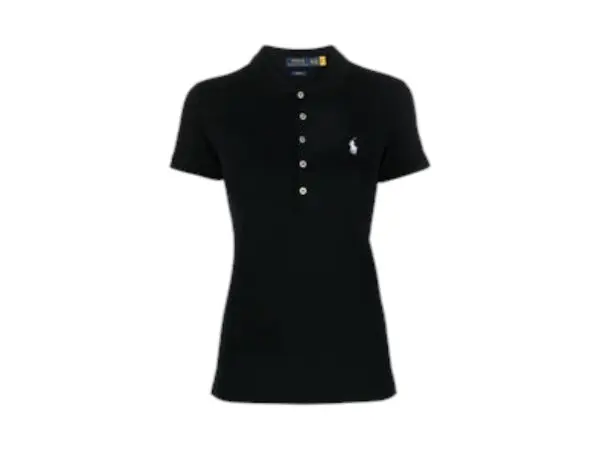 Polo Ralph Lauren Julie Slim Short Sleeve Polo Shirt - Black/white Pp