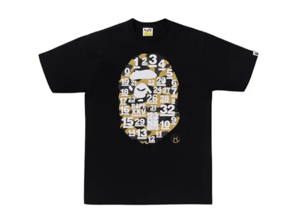 A BATHING APE 32nd Anniversary 1st Camo Big Ape Head Tee Shirt - Black/yellow