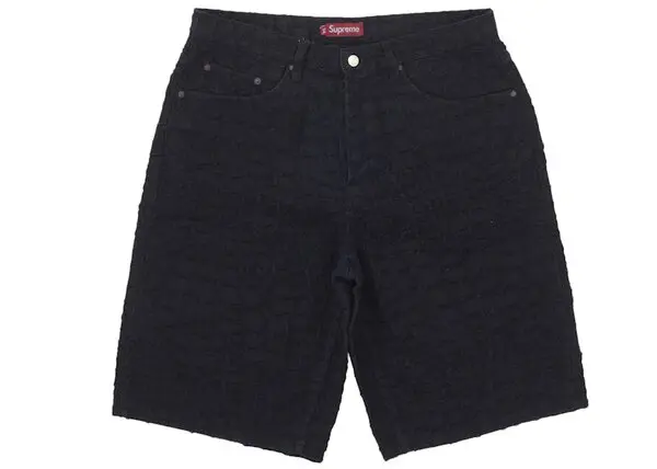 Supreme Frayed Croc Baggy Denim Short - Black