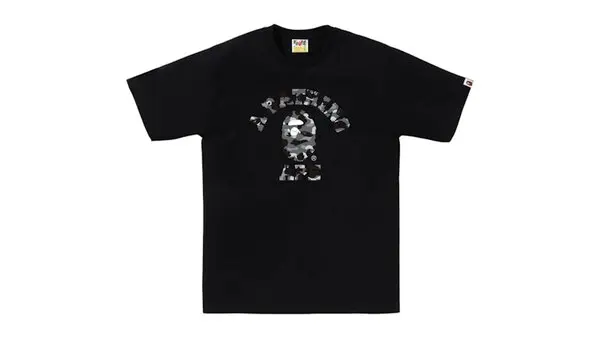 A BATHING APE 1st Camo College Tee Shirt Tee Shirt - Black/grey