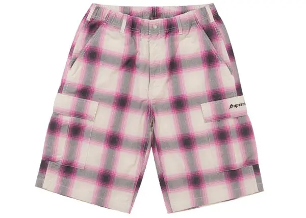 Supreme Plaid Cargo Short - Pink