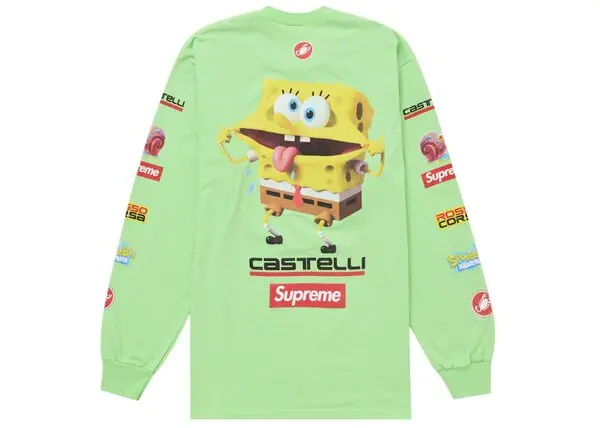Supreme Spongebob/castelli Racing Long Sleeve Tee Shirt - Green