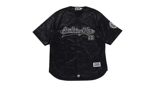 A BATHING APE Camo Stripe Baseball Shirt