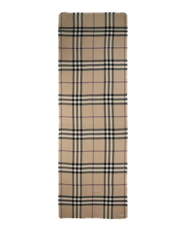 Burberry Large Check Gauze Scarf - Sand Lichen