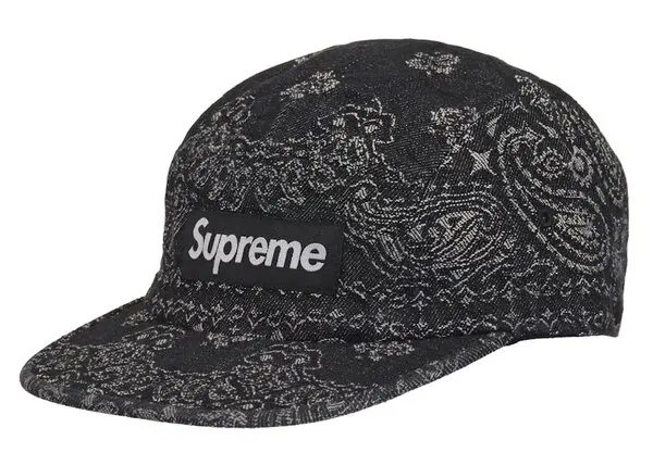Supreme Bandana Jacquard Denim Camp Cap - Black