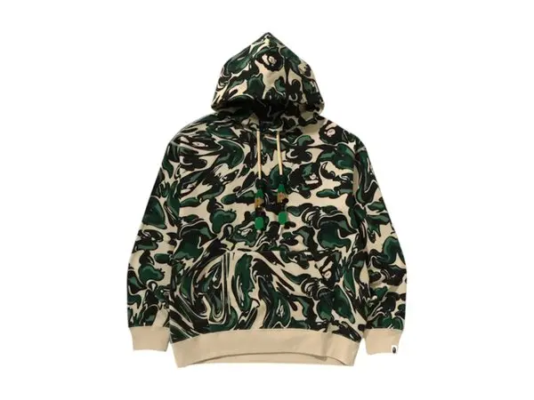 A BATHING APE Marbling Camo Relaxed Fit Pullover Hoodie - Green