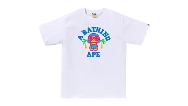 A BATHING APE Colors Milo College Summer Tee Shirt - White