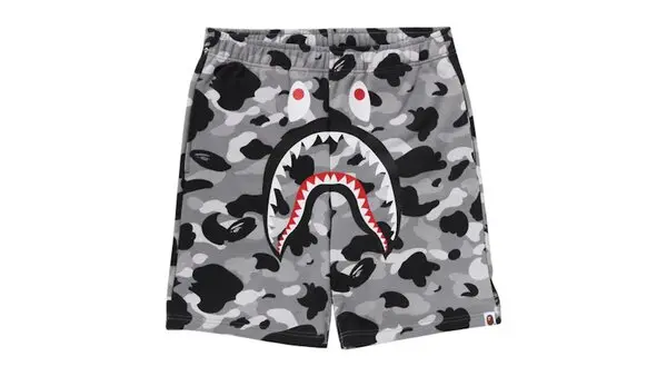 A BATHING APE 1st Camo Shark Sweat Shorts - Grey