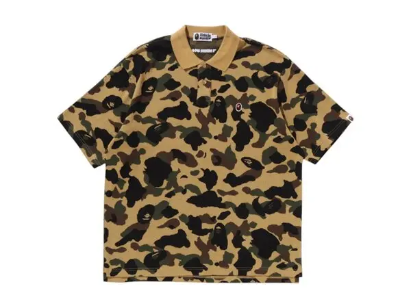 A BATHING APE 1st Camo Jacquard Relax Fit Polo Shirt - Yellow