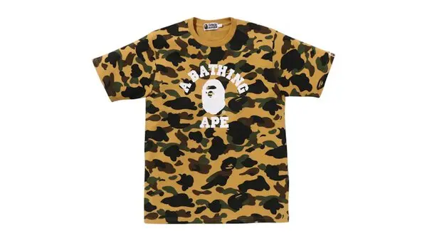 A BATHING APE 1st Camo College Tee Shirt Tee Shirt - Yellow
