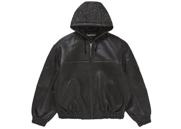 Supreme Studded Hooded Leather Jacket
