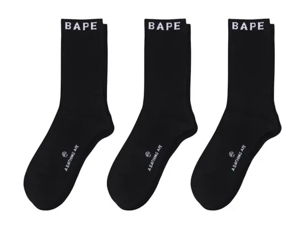 A BATHING APE Logo Socks - Black