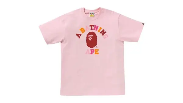 A BATHING APE Colors College Tee Shirt Tee Shirt - Pink