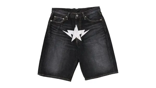 A BATHING APE Twin Sta Relaxed Fit Denim Shorts