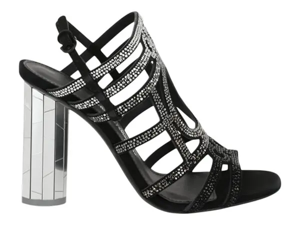 FERRAGAMO Florenza Crystal-embellished Slingback Heel Sandals - Black