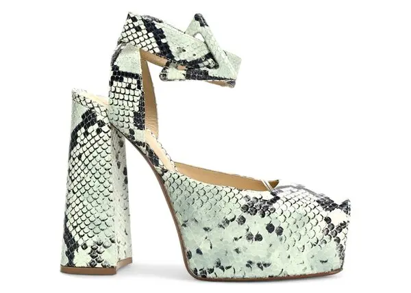 Bottega Veneta Faded Python Tower Pumps - Green/black