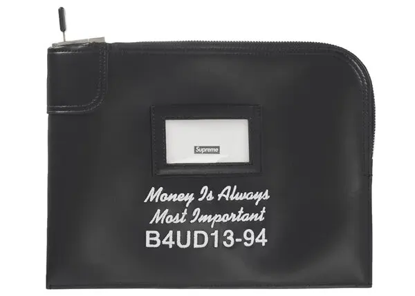 Supreme Leather Money Bag - Black