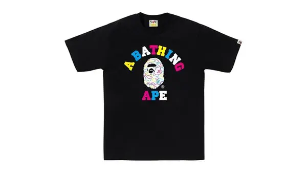 A BATHING APE Neon Camo College Tee Shirt - Black