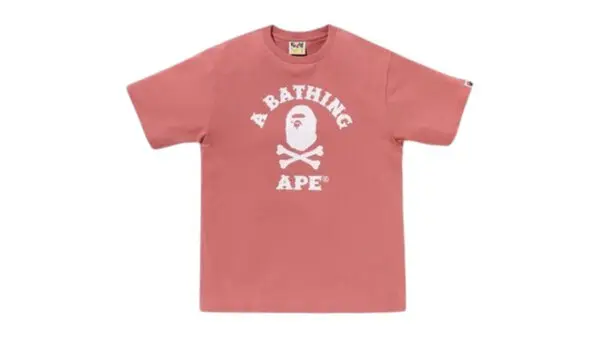 A BATHING APE Ape Crossbone College Tee Shirt - Pink
