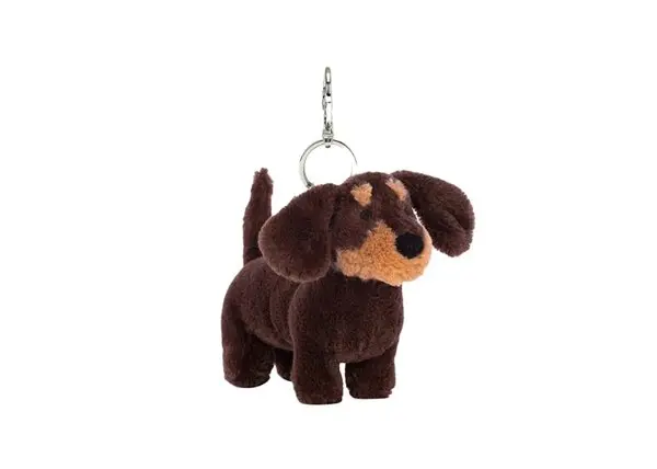 JELLYCAT Otto Sausage Dog Bag Charm Brown - Multicolor