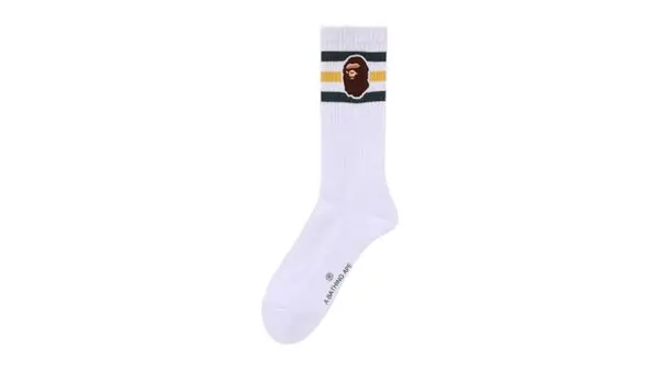 A BATHING APE Ape Head Crew Socks - White