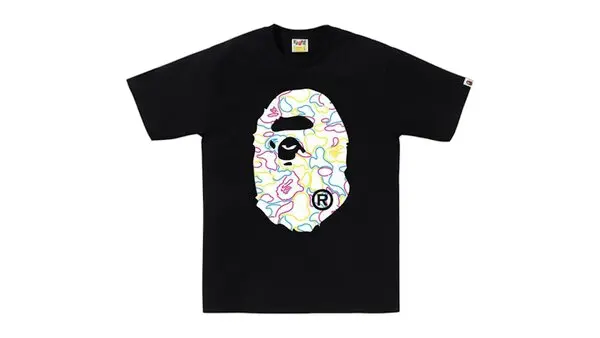 A BATHING APE Neon Camo Big Ape Head Tee Shirt - Black