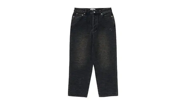 A BATHING APE Line Camo Jacquard Relaxed Fit 13oz Denim Pants - Gray
