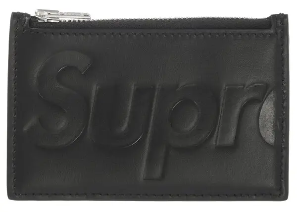 Supreme Leather Zip Card Holder - Black