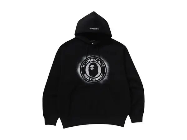 A BATHING APE Glitter Print Busy Works Relaxed Fit Pullover Hoodie - Black