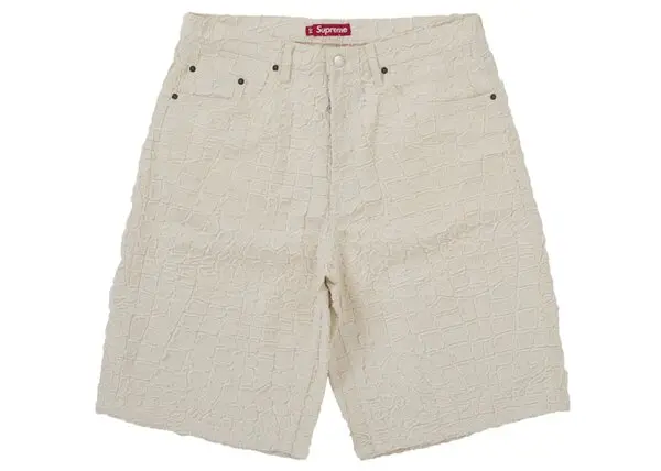 Supreme Frayed Croc Baggy Denim Short - Natural