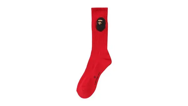 A BATHING APE Balloon Yarn Ape Head Socks - Red