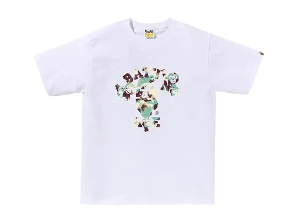 A BATHING APE Map Camo College Milo Tee Shirt - White