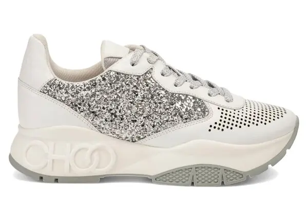 JIMMY CHOO Rylie Crystal Sneakers - White/silver