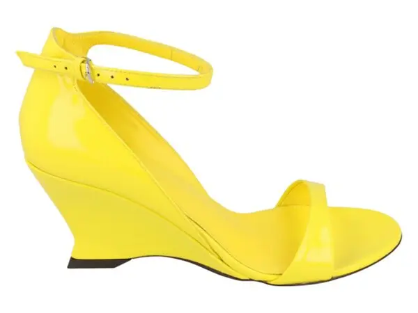 FERRAGAMO Vidette Patent Leather Wedge Sandals - Yellow