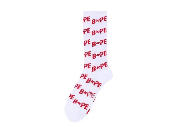 A BATHING APE Sta Socks - White/red