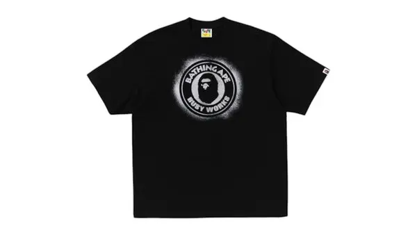 A BATHING APE Spray Print Busy Works Relaxed Fit Tee Shirt - Black