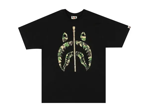 A BATHING APE Abc Camo Shark Tee Shirt - Black/green